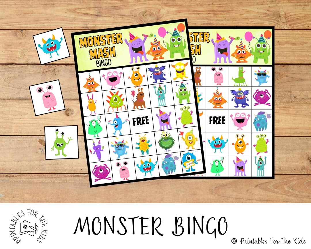 Monster Party Bingo Game, Halloween Monster Mash Party Game, Halloween ...