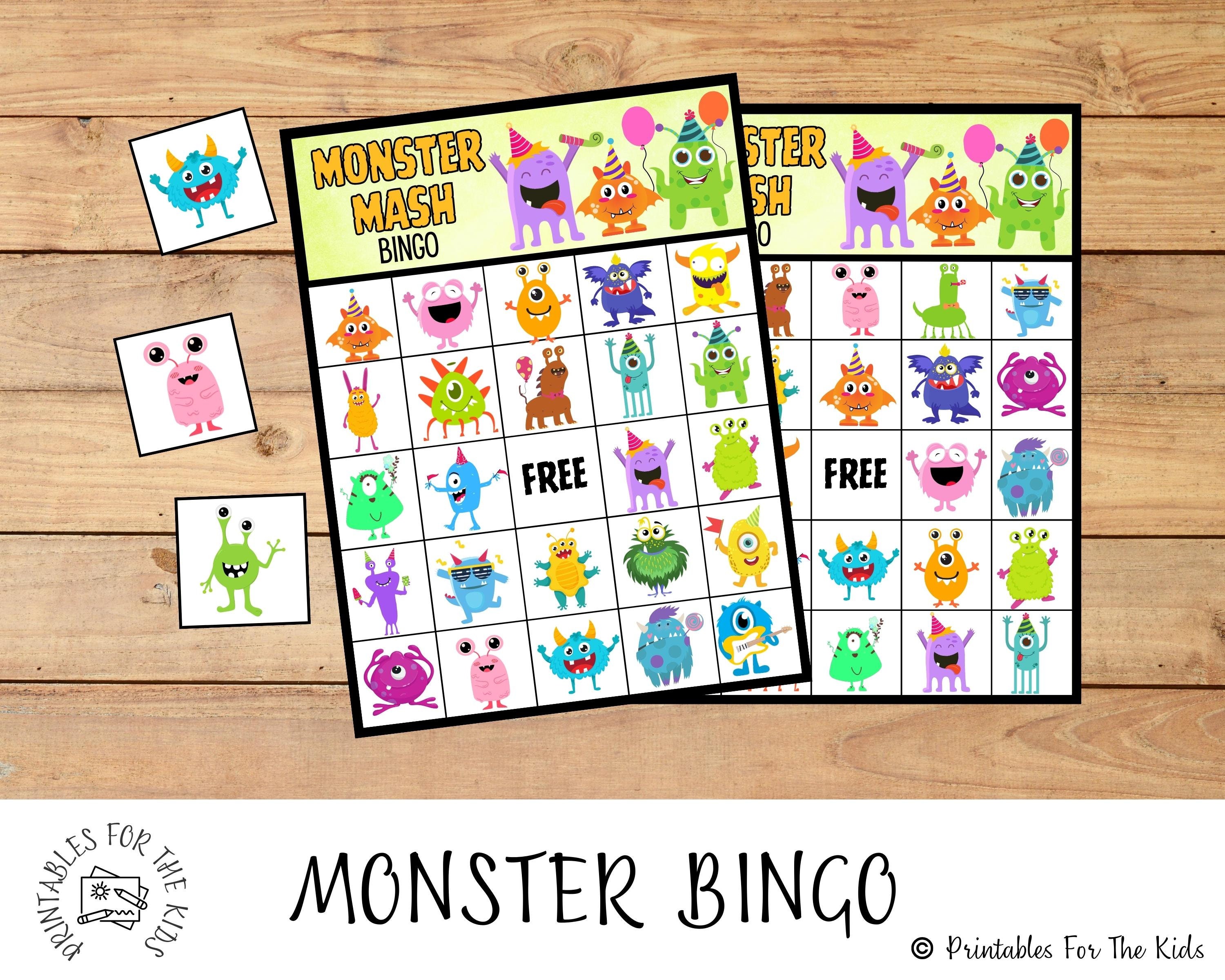 Monster Party Bingo Game, Halloween Monster Mash Party Game, Halloween ...