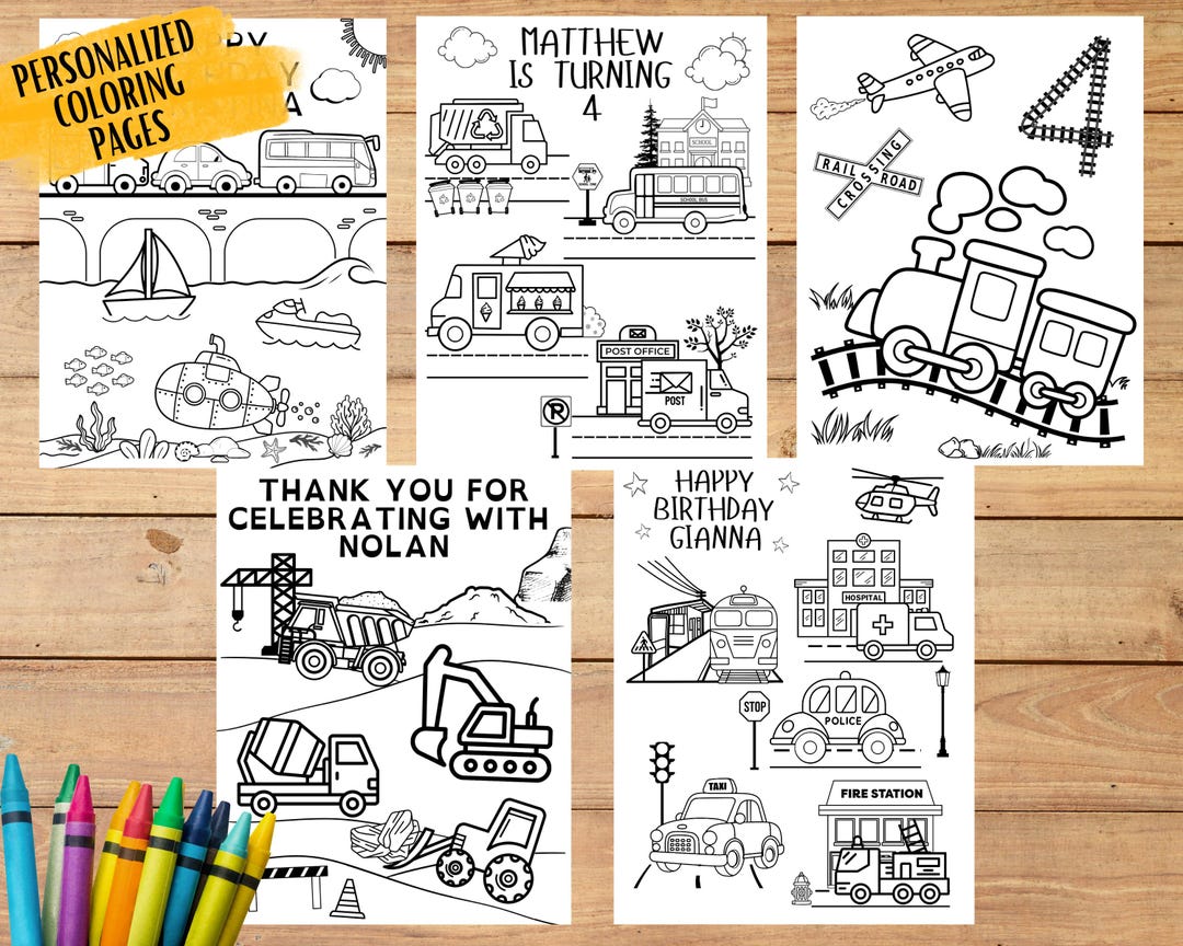 Transportation Birthday Party Coloring Pages, Transportation Party ...