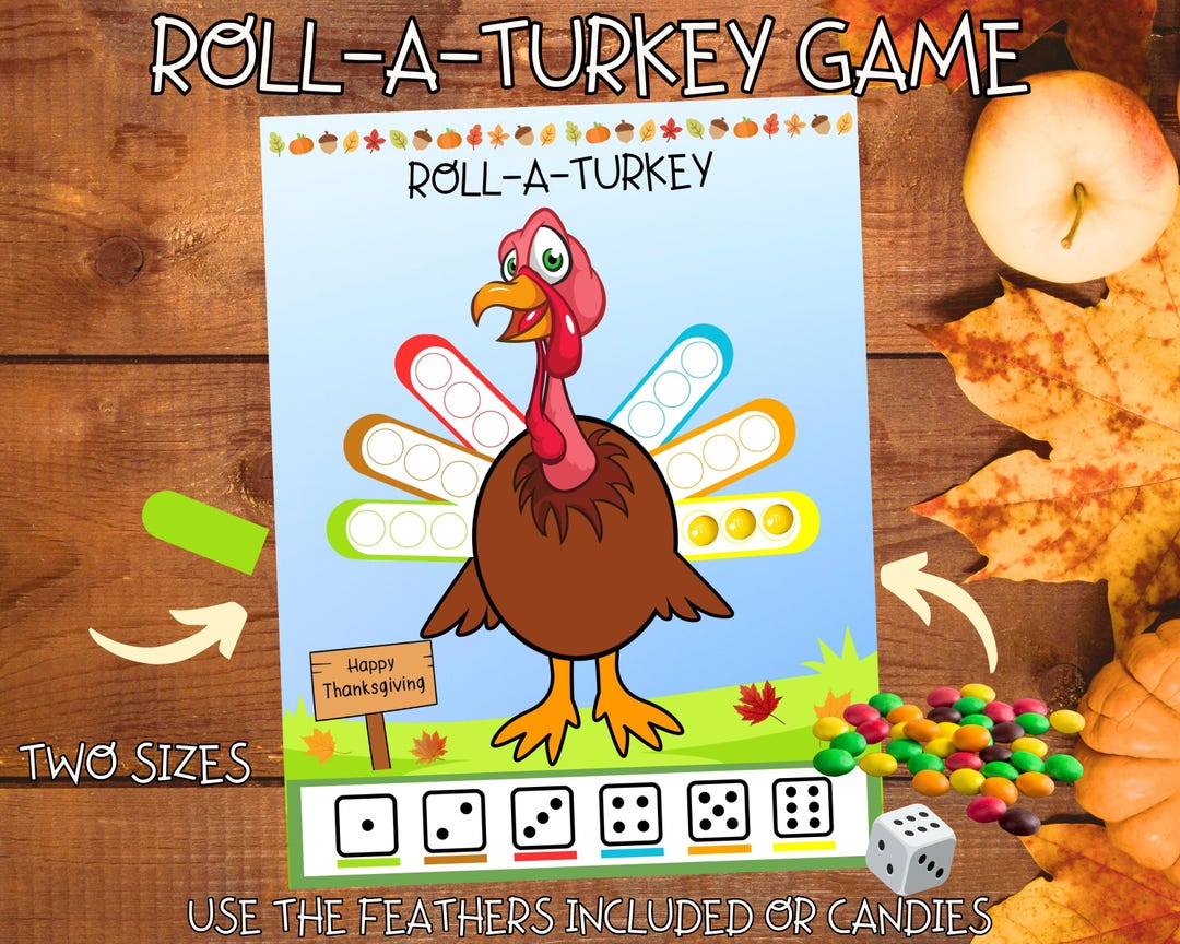 Thanksgiving Games, Roll A Turkey Dice Game, Kids Thanksgiving ...