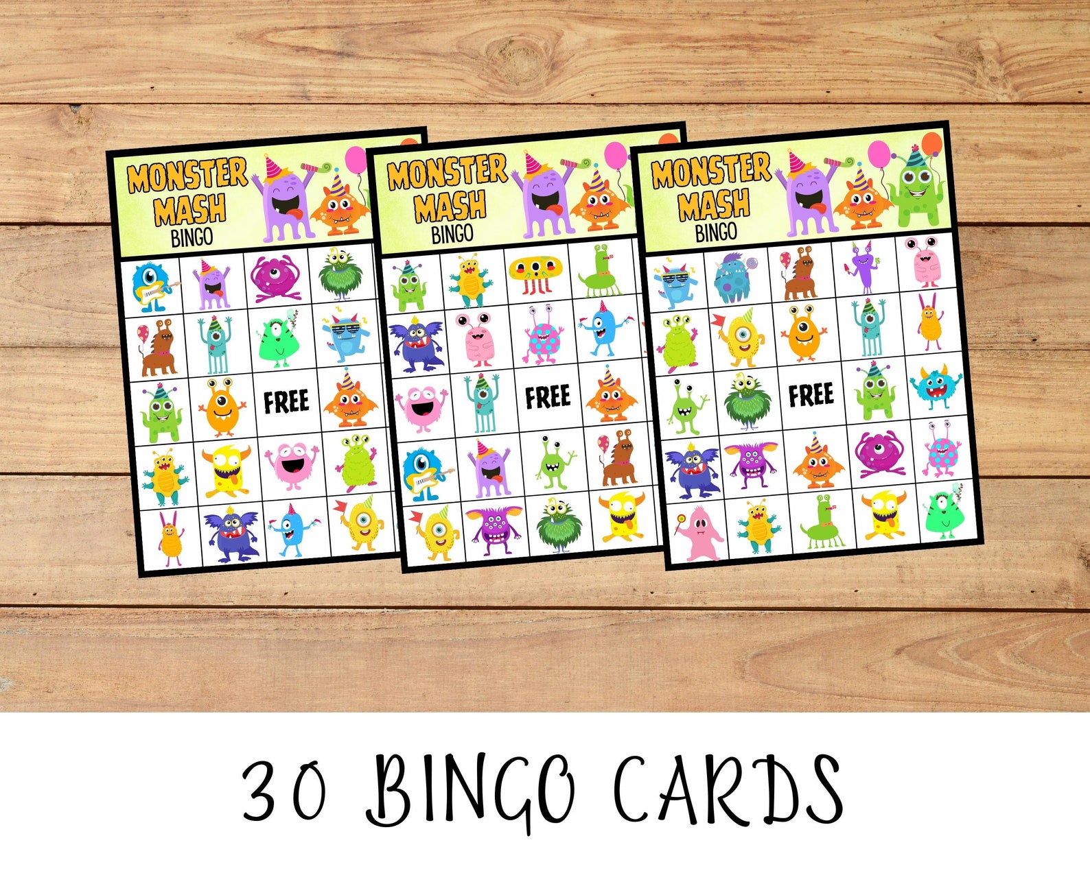 Monster Party Bingo Game, Halloween Monster Mash Party Game, Halloween ...