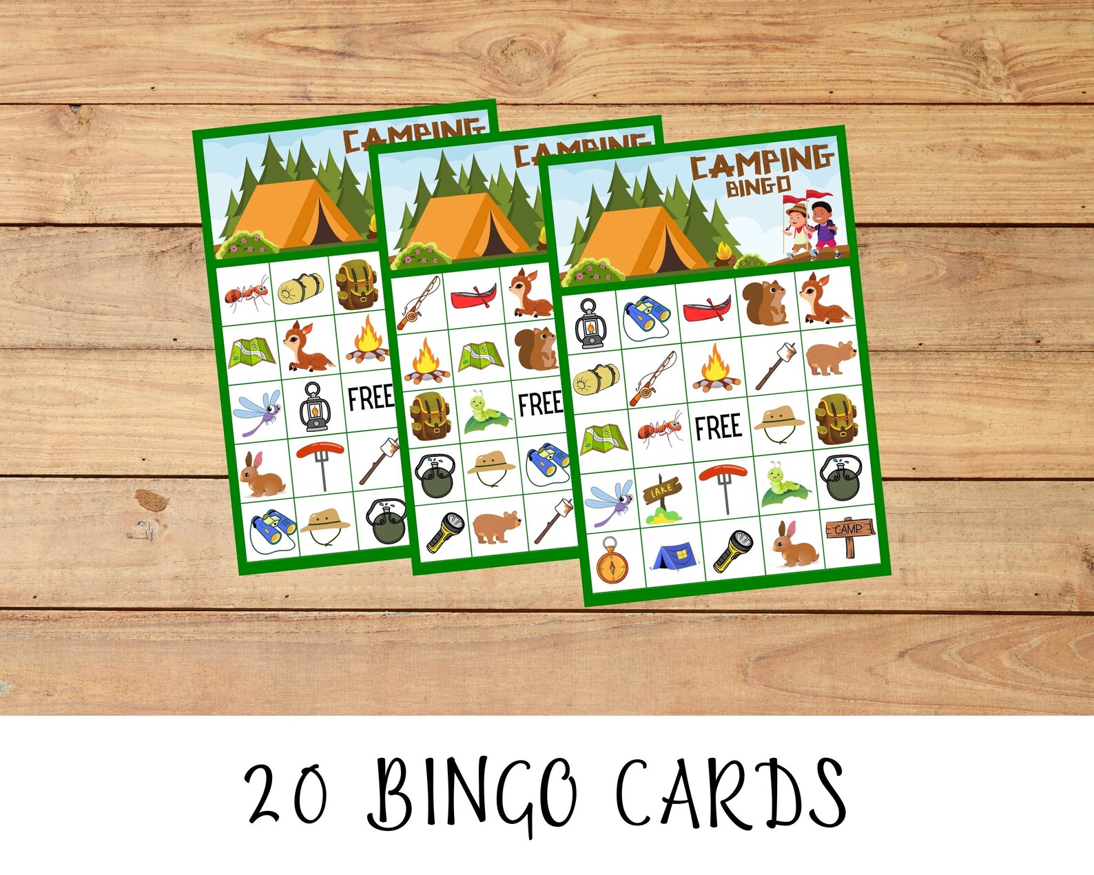 Camping Birthday Game, Camp Party Bingo Game, Outdoor Nature Game, Boy ...