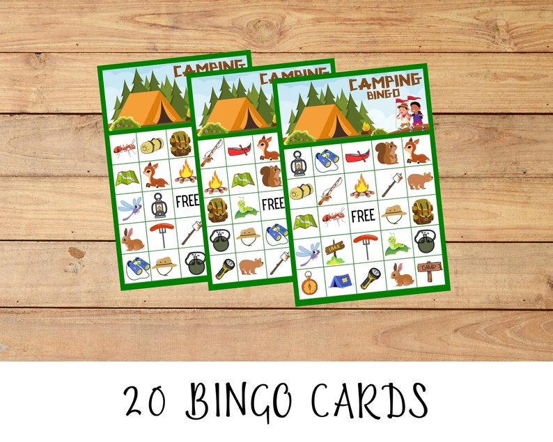 Camping Birthday Game, Camp Party Bingo Game, Outdoor Nature Game, Boy ...
