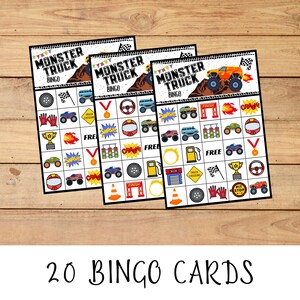 Monster Truck Birthday Party, Monster Truck Bingo Game, Truck ...