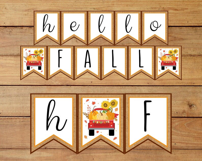 Hello Fall Banner: Burlap Autumn Decor Printable - Etsy