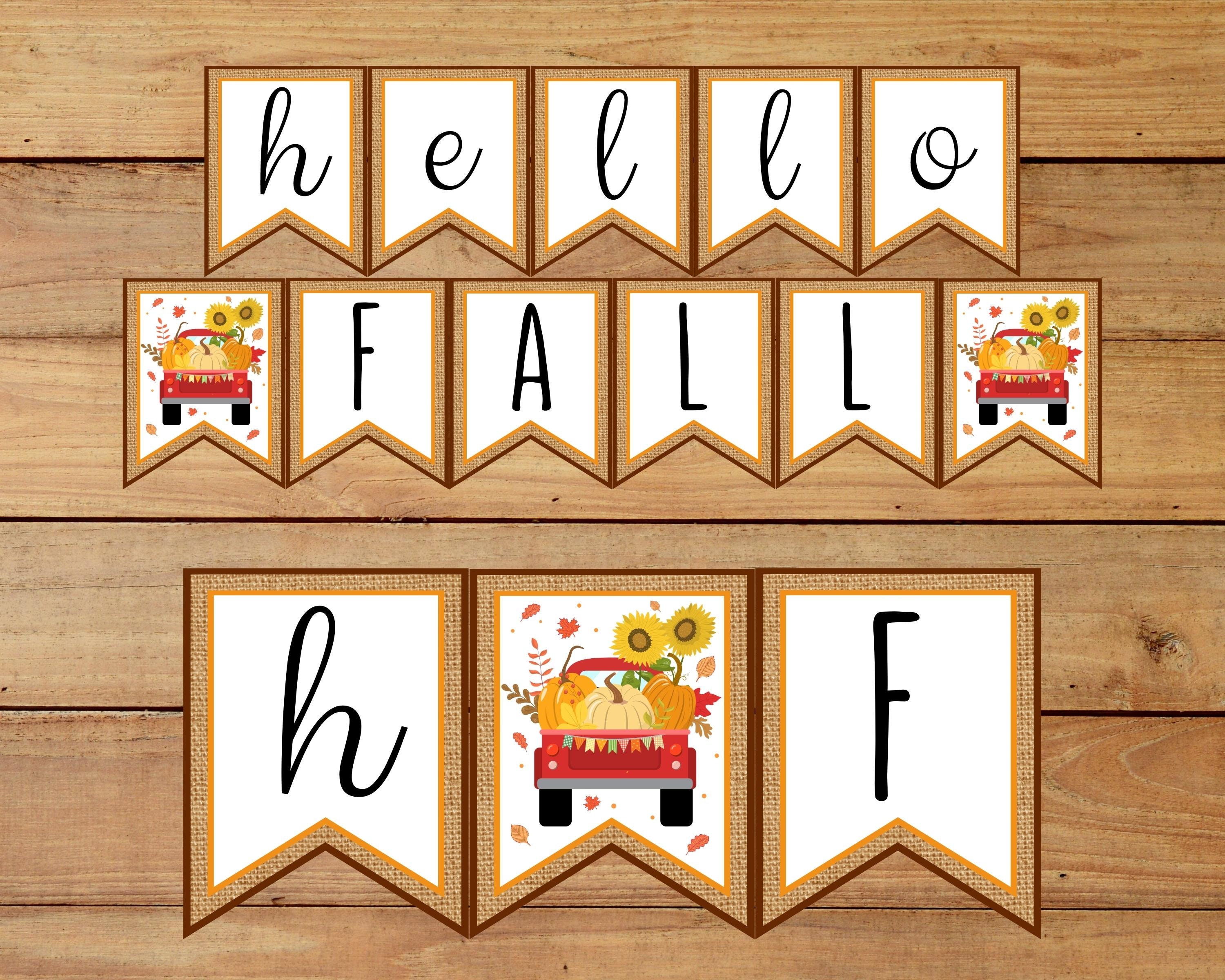 Hello Fall Banner, Fall Bulletin Board, Autumn Banner, Fall Home Decor ...
