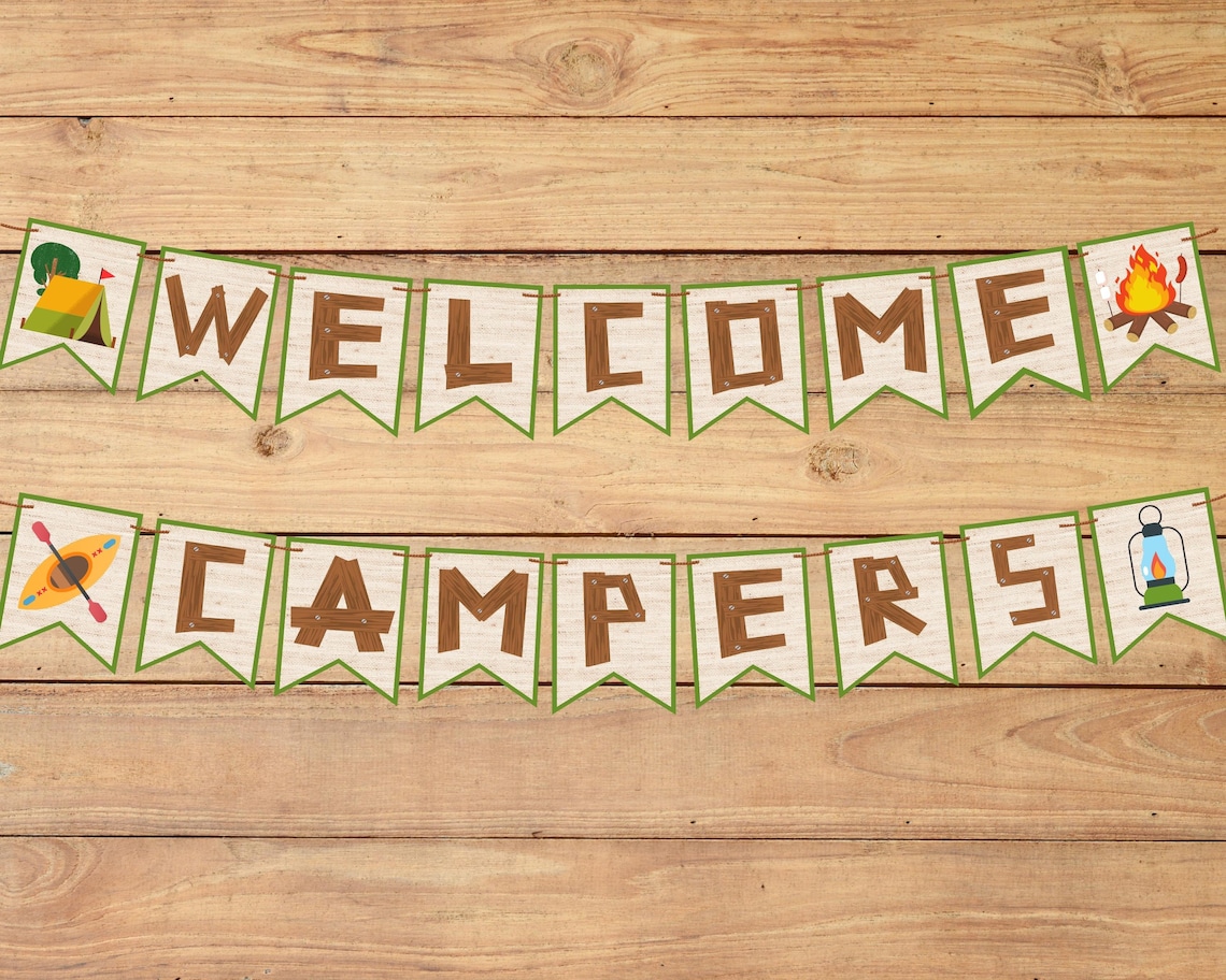 Welcome Campers Banner: Rustic Camping Party Decor Printable - Etsy