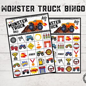 Monster Truck Birthday Party Monster Truck Bingo Game Truck - Etsy