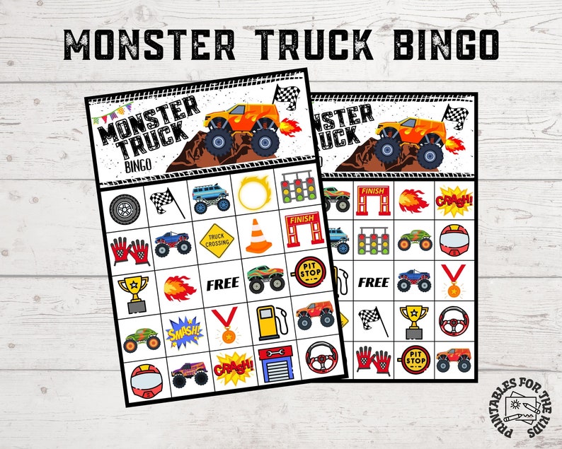 Monster Truck Birthday Party Monster Truck Bingo Game Truck - Etsy