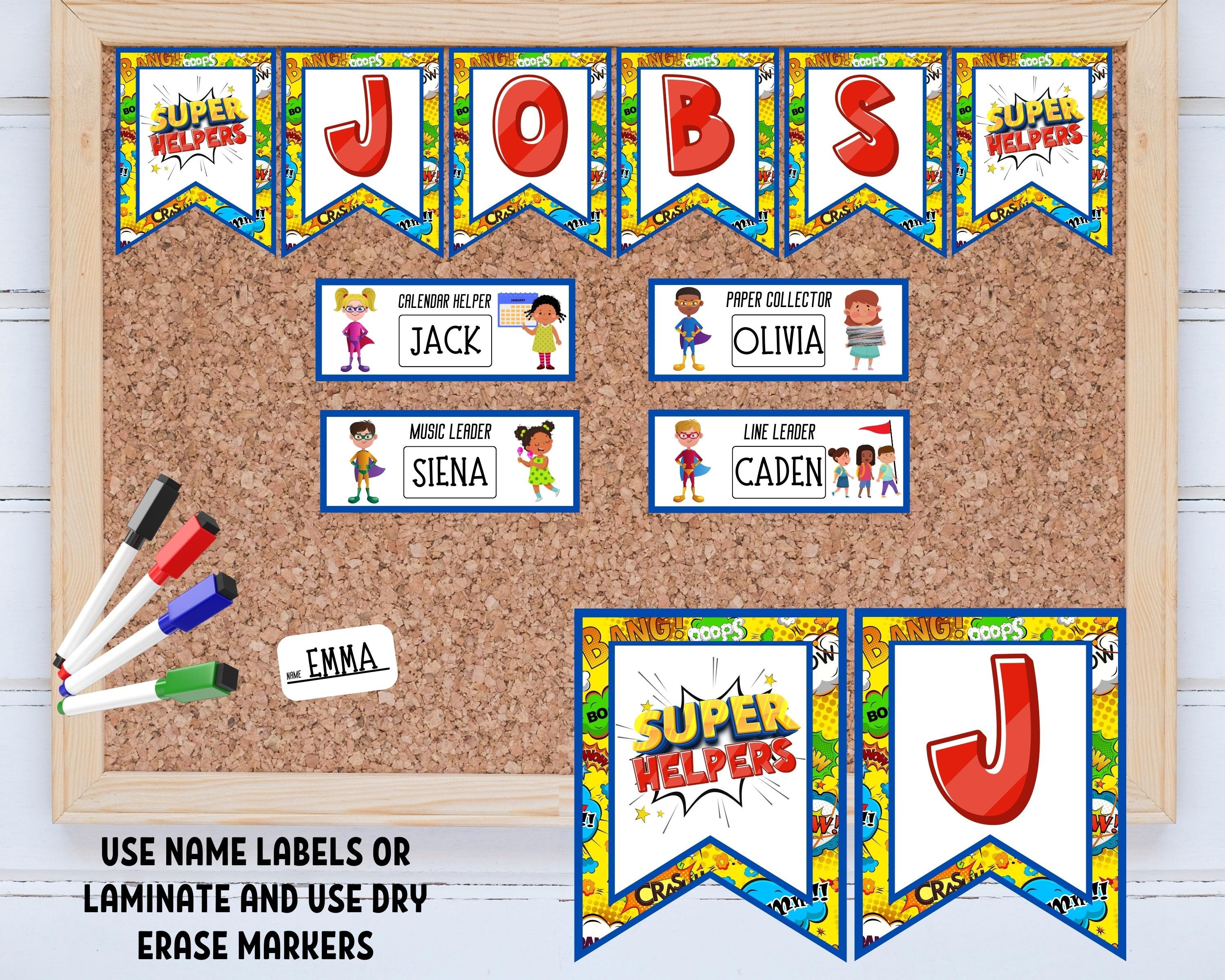 Classroom Job Chart, Class Chore Chart, School Job Labels, Classroom ...