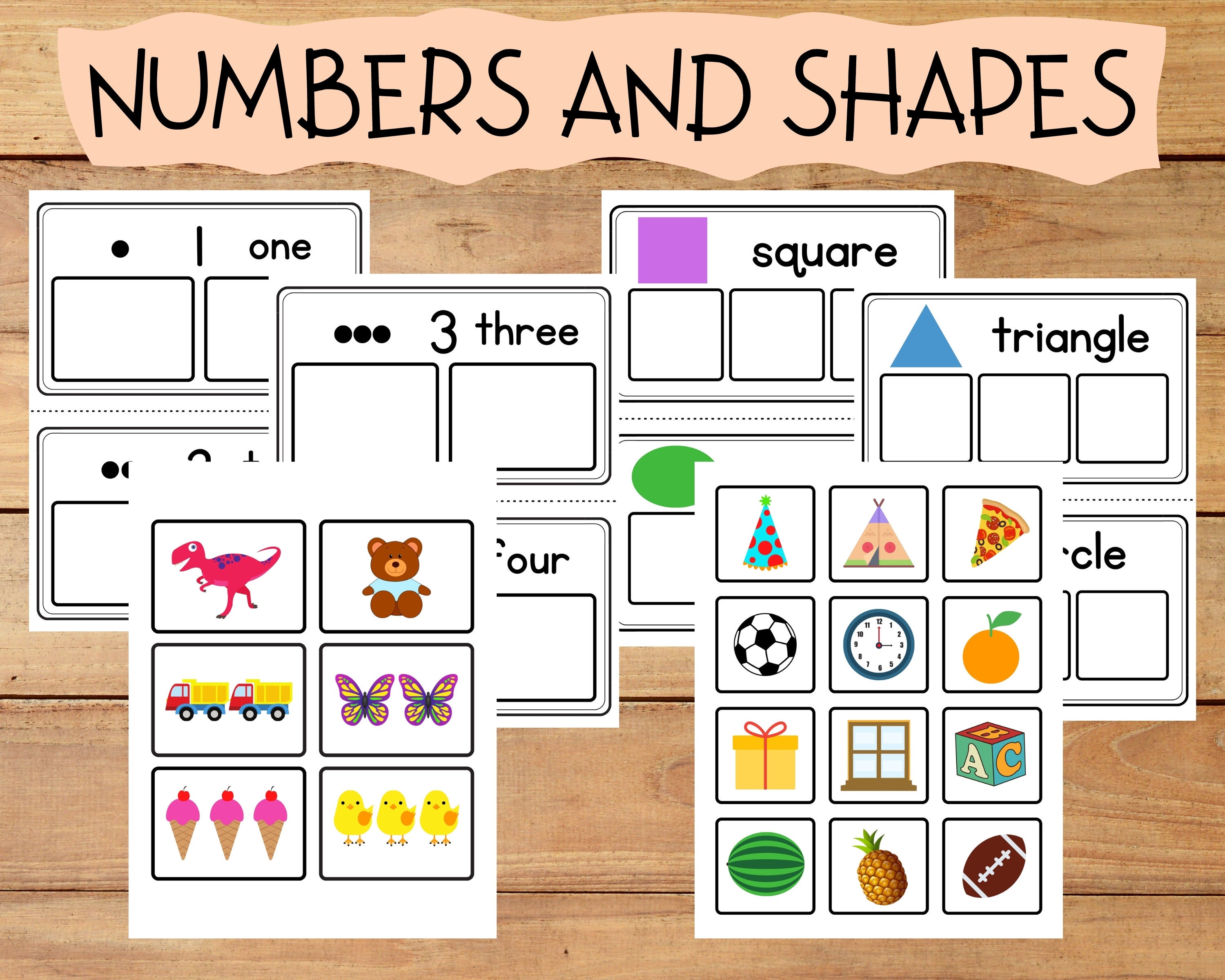 Number and Shape Matching Printable: Preschool Learning Activity - Etsy
