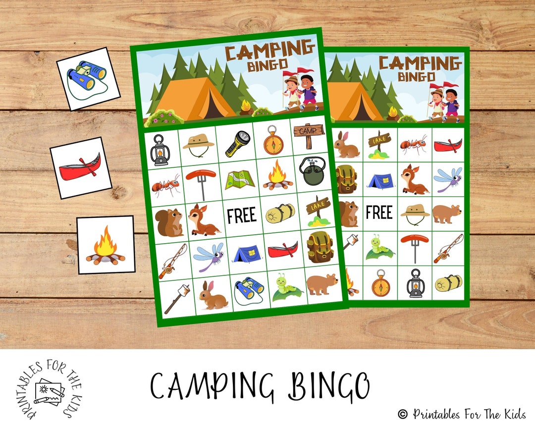 Camping Birthday Game, Camp Party Bingo Game, Outdoor Nature Game, Boy ...