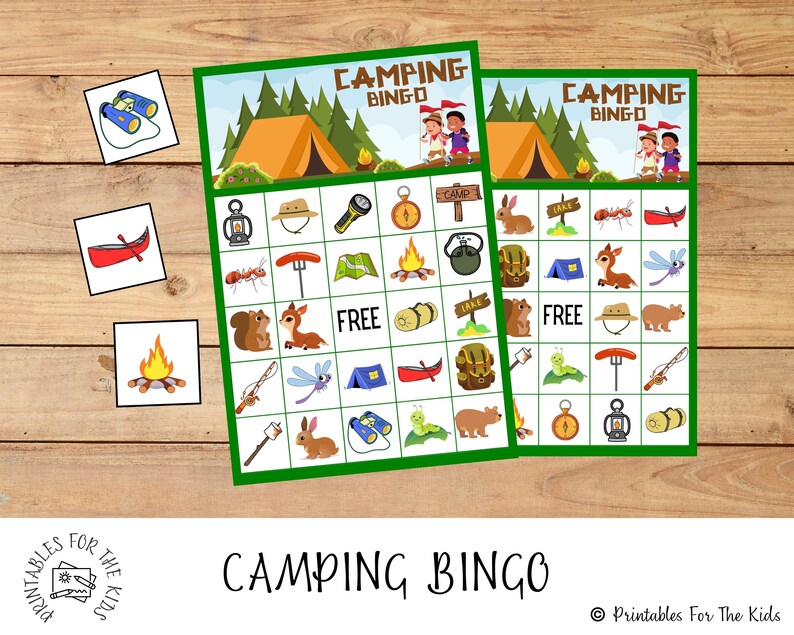 Camping Birthday Game, Camp Party Bingo Game, Outdoor Nature Game, Boy ...