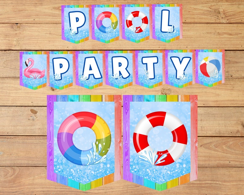 Pool Party Birthday Banner, Beach Ball Birthday Decorations, Summer ...
