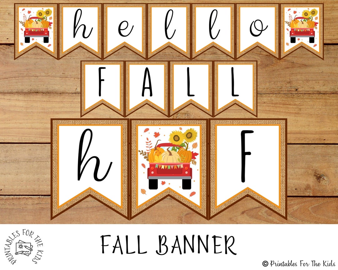 Hello Fall Banner, Fall Bulletin Board, Autumn Banner, Fall Home Decor ...