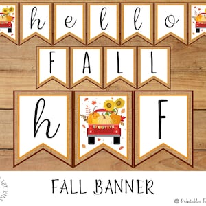 Hello Fall Banner, Fall Bulletin Board, Autumn Banner, Fall Home Decor ...