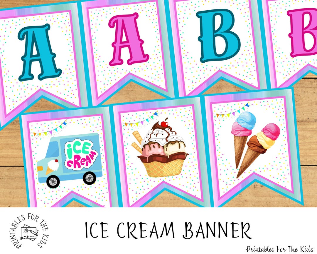 Ice Cream Party Banner: DIY Printable Bunting - Etsy