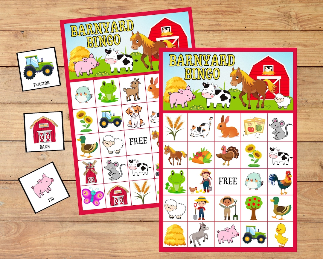 Farm Animal Bingo Game: Barnyard Birthday Party Printable Activity - Etsy