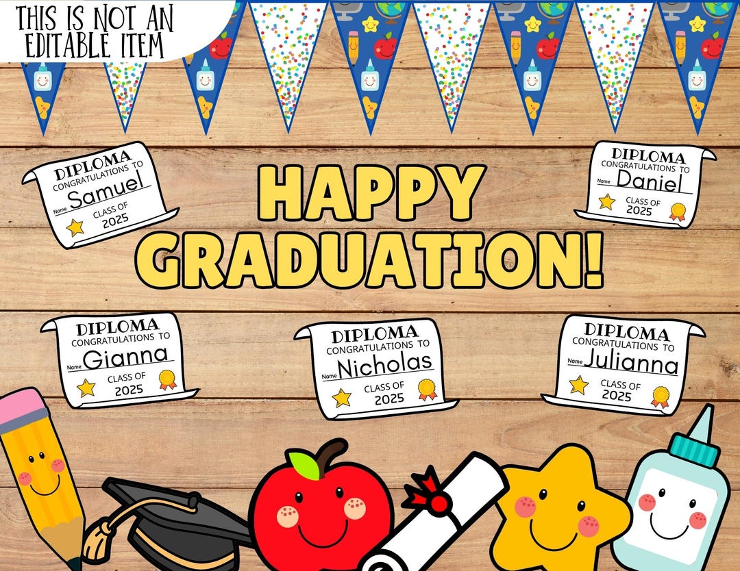 Graduation Bulletin Board Kit: Class of 2025, Pennants & Diplomas ...