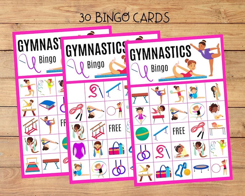Gymnastic Party, Gymnastics Birthday Party Activity, Gymnastic Bingo ...