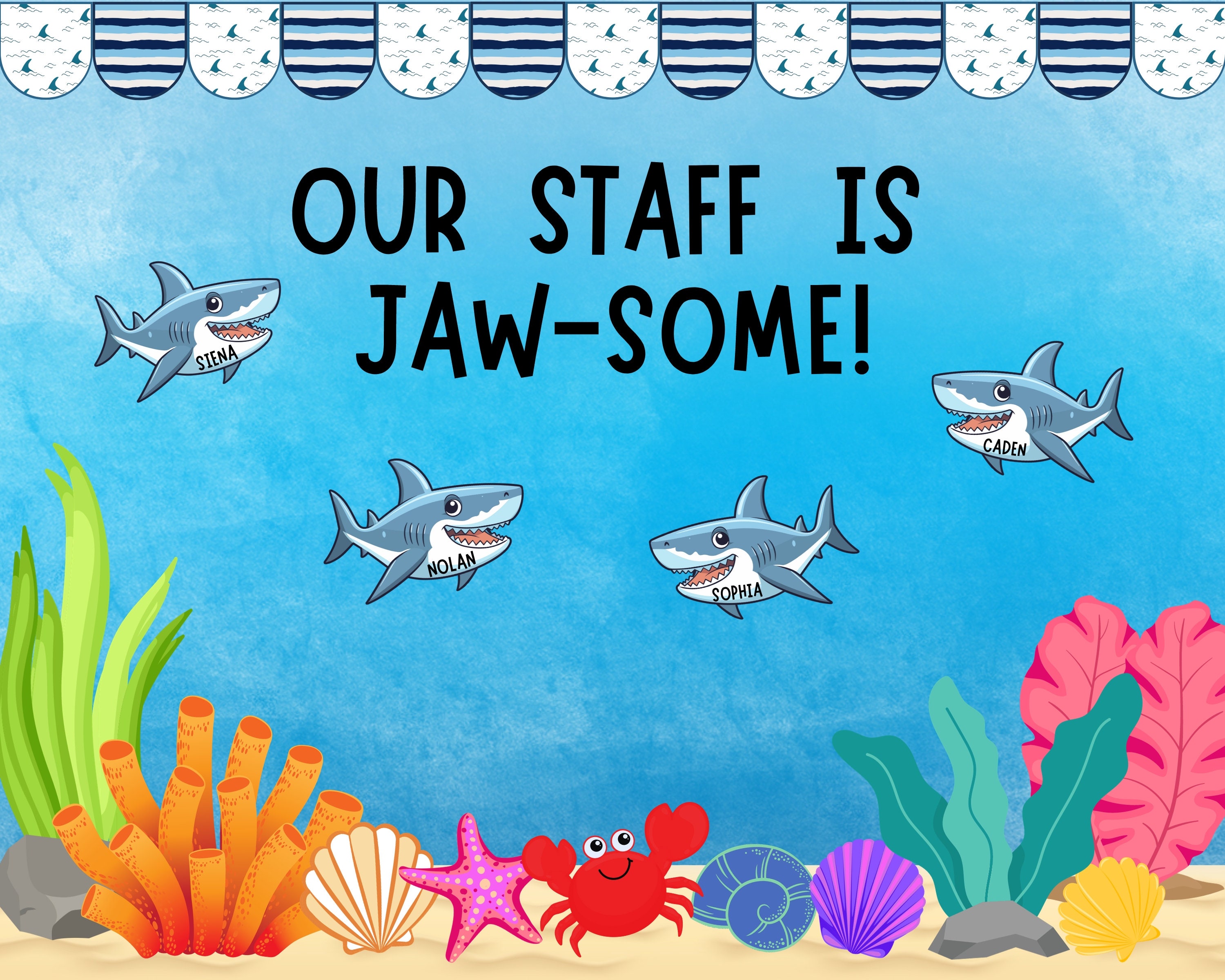 Under the Sea Bulletin Board Kit: Shark Theme Decor - Etsy