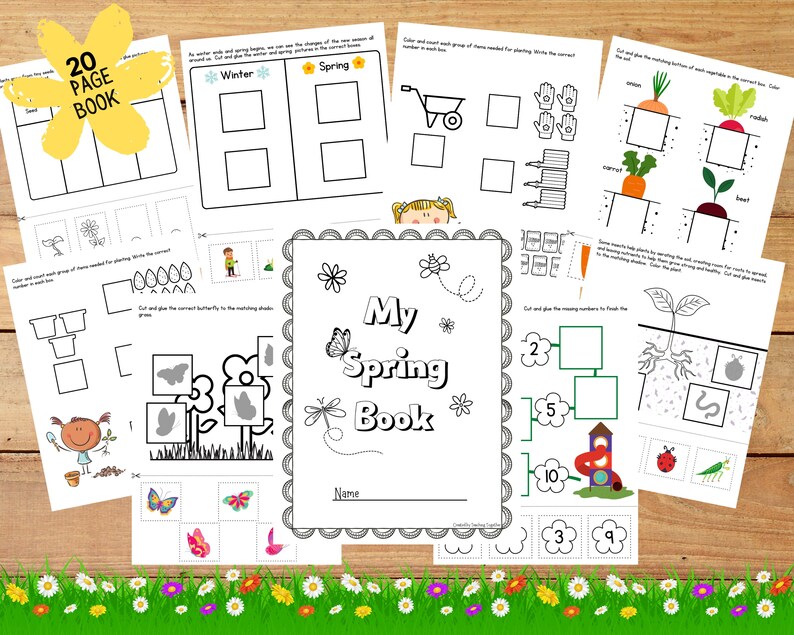 Spring Activity Book: Kids Learning Pages Printable - Etsy