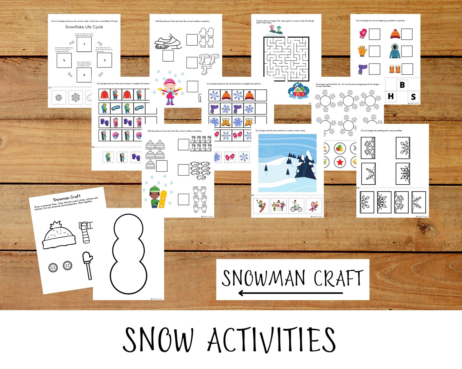 Winter Activity Book: Snowman Craft & Coloring Pages Printable - Etsy