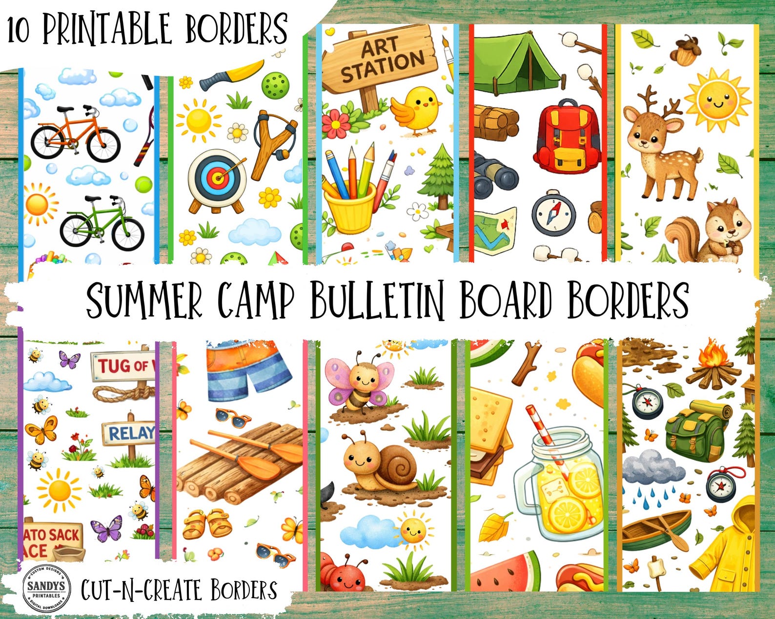 Summer Bulletin Board Borders, Camp Nature Inspired Classroom Decor ...