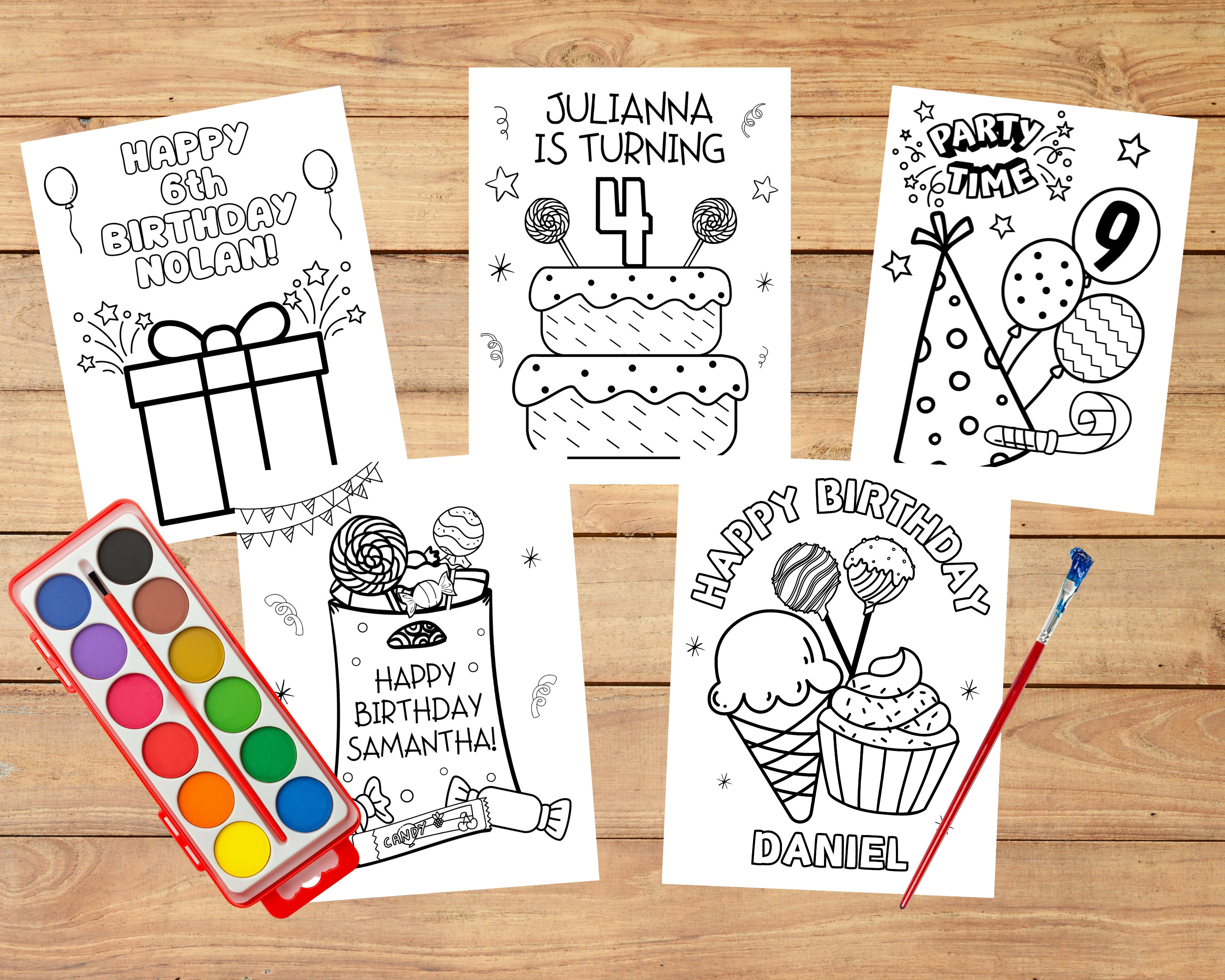 Personalized Birthday Coloring Pages for Kids, Customized Birthday ...