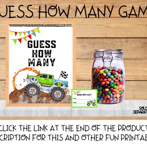 Monster Truck Birthday Party, Monster Truck Bingo Game, Truck ...
