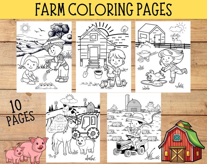Farm Coloring Page, Barnyard Coloring Page, Kids Farm Coloring Page ...