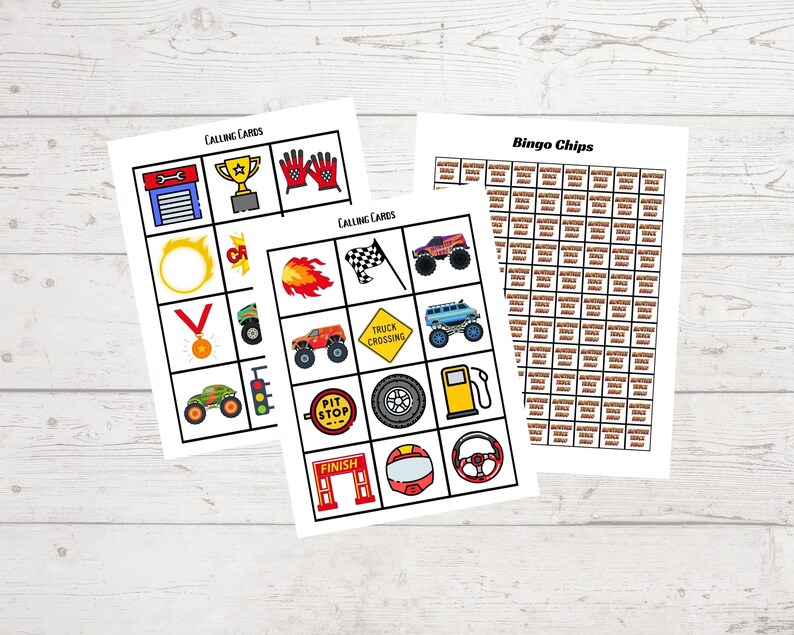 Monster Truck Birthday Party Monster Truck Bingo Game Truck - Etsy