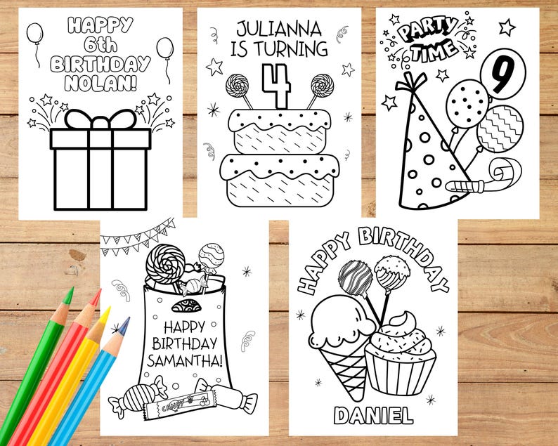 Personalized Birthday Coloring Pages for Kids: Printable Party Activity ...