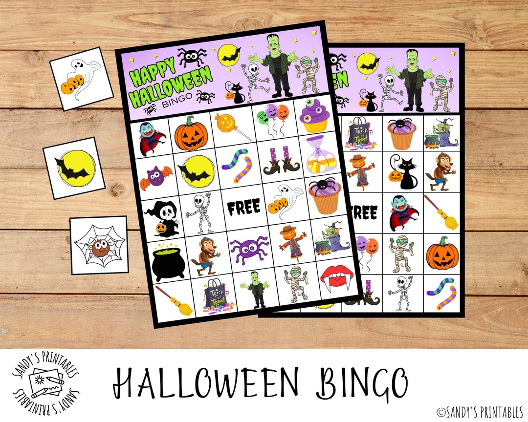 Halloween Bingo Game Printable, Kids Halloween Activity, Halloween ...