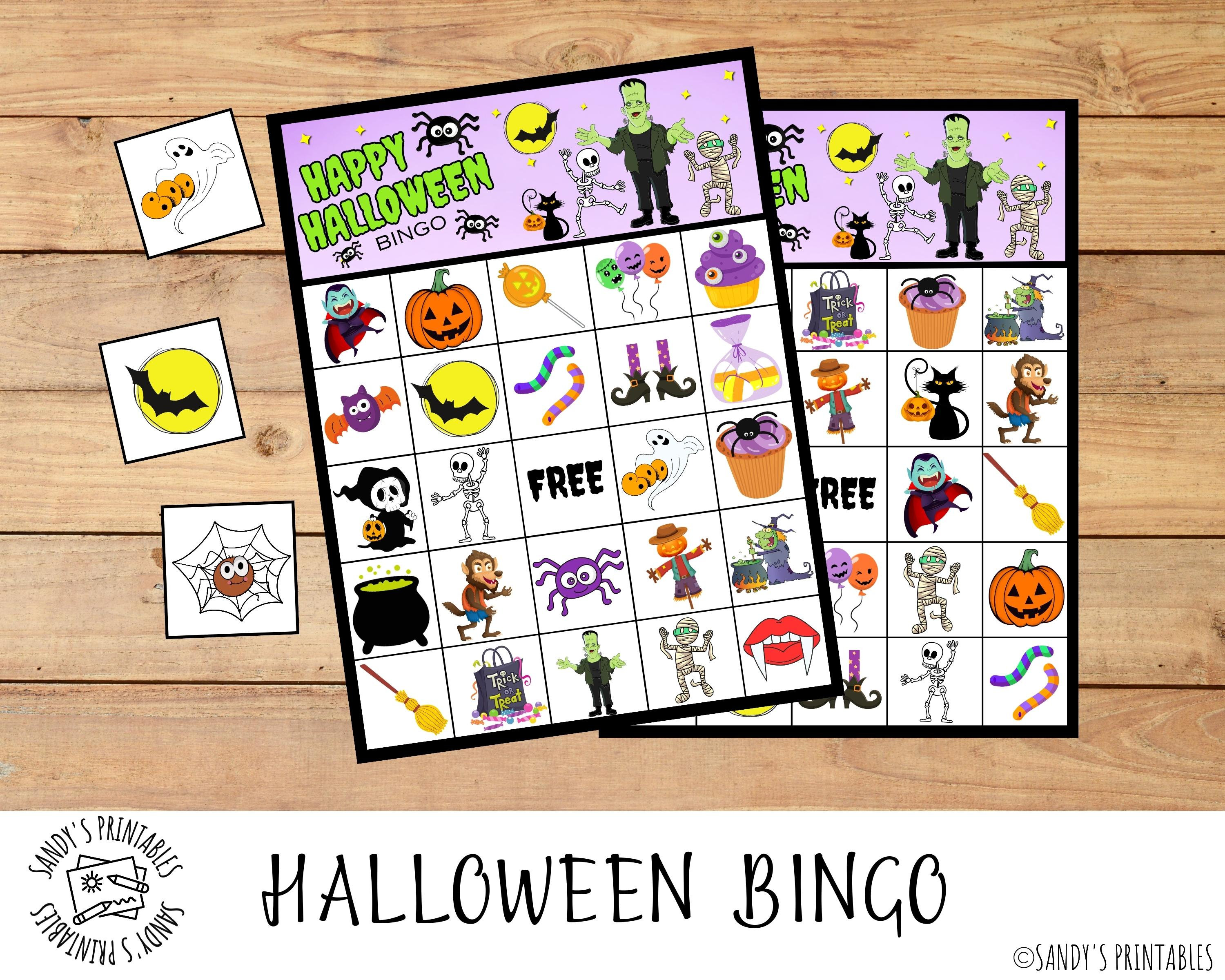 Halloween Bingo Game Printable, Kids Halloween Activity, Halloween ...