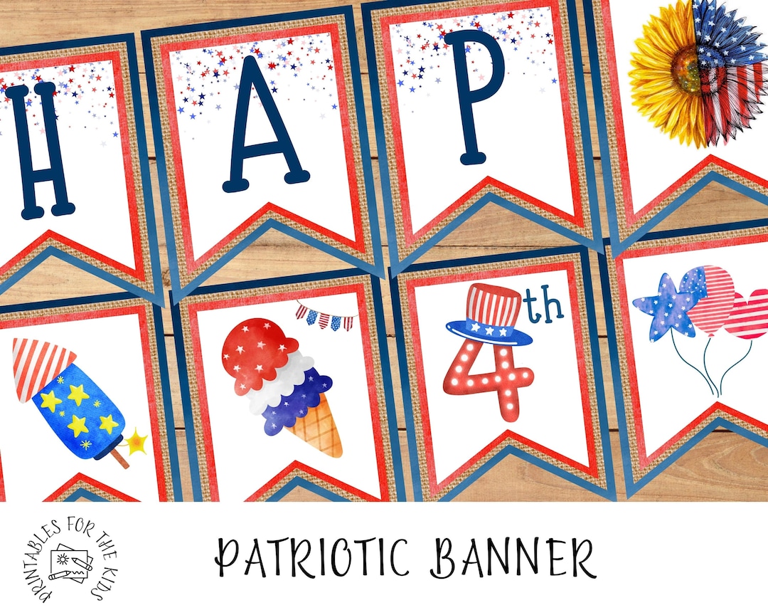 July 4th Banner: DIY Patriotic Party Decor Printable - Etsy