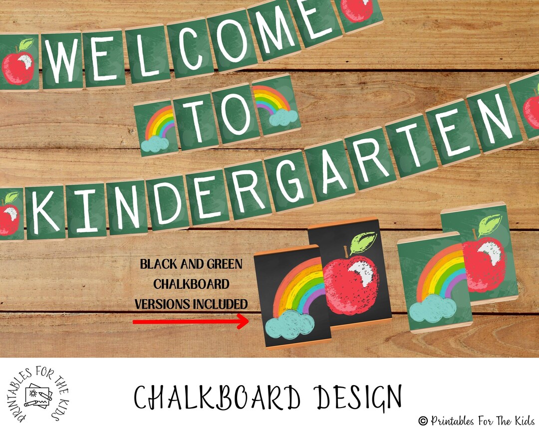 Welcome to Kindergarten Banner: Chalkboard Classroom Decor Printable - Etsy