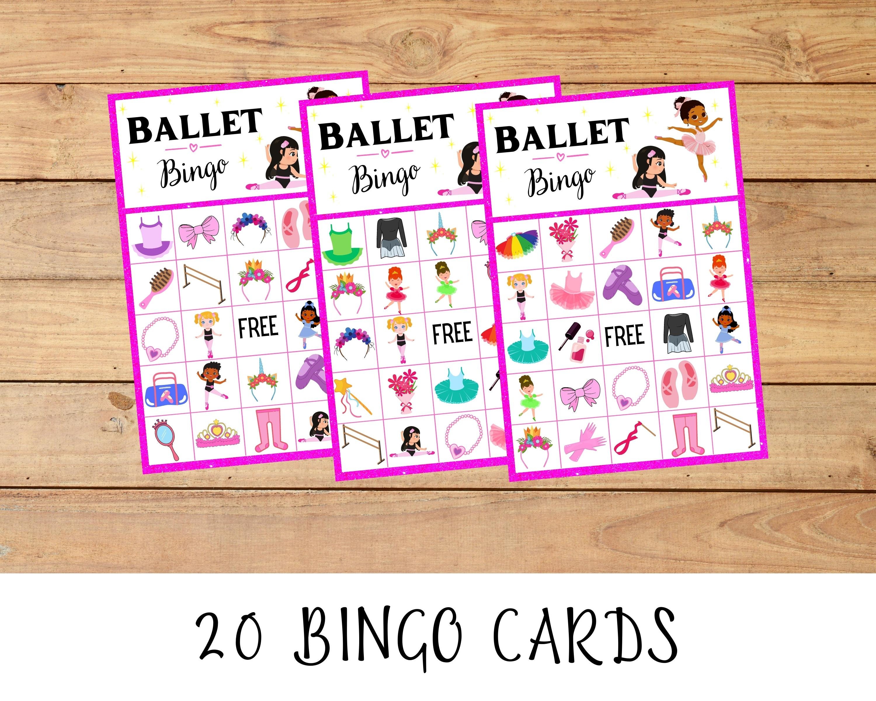 Ballet Birthday Bingo Game Ballerina Printable Bingo Cards - Etsy