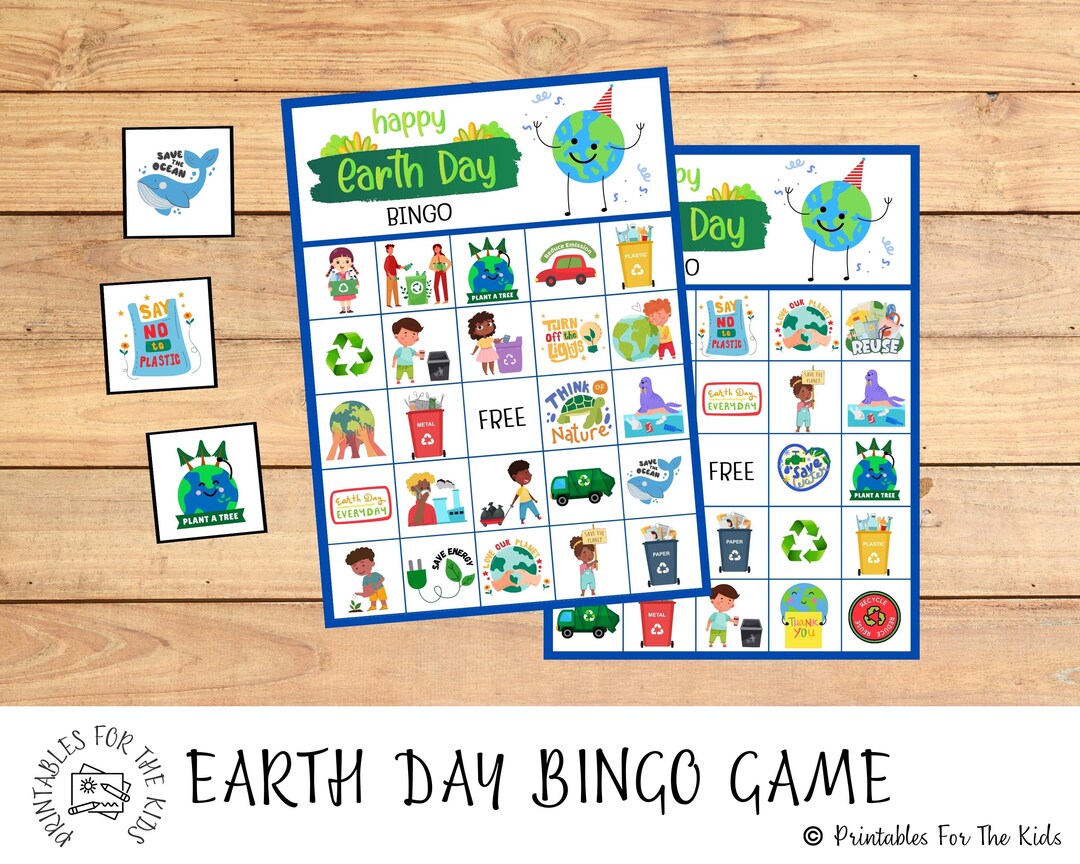 Earth Day Printable Kids Activities, Bingo Game, Earth Day Party ...