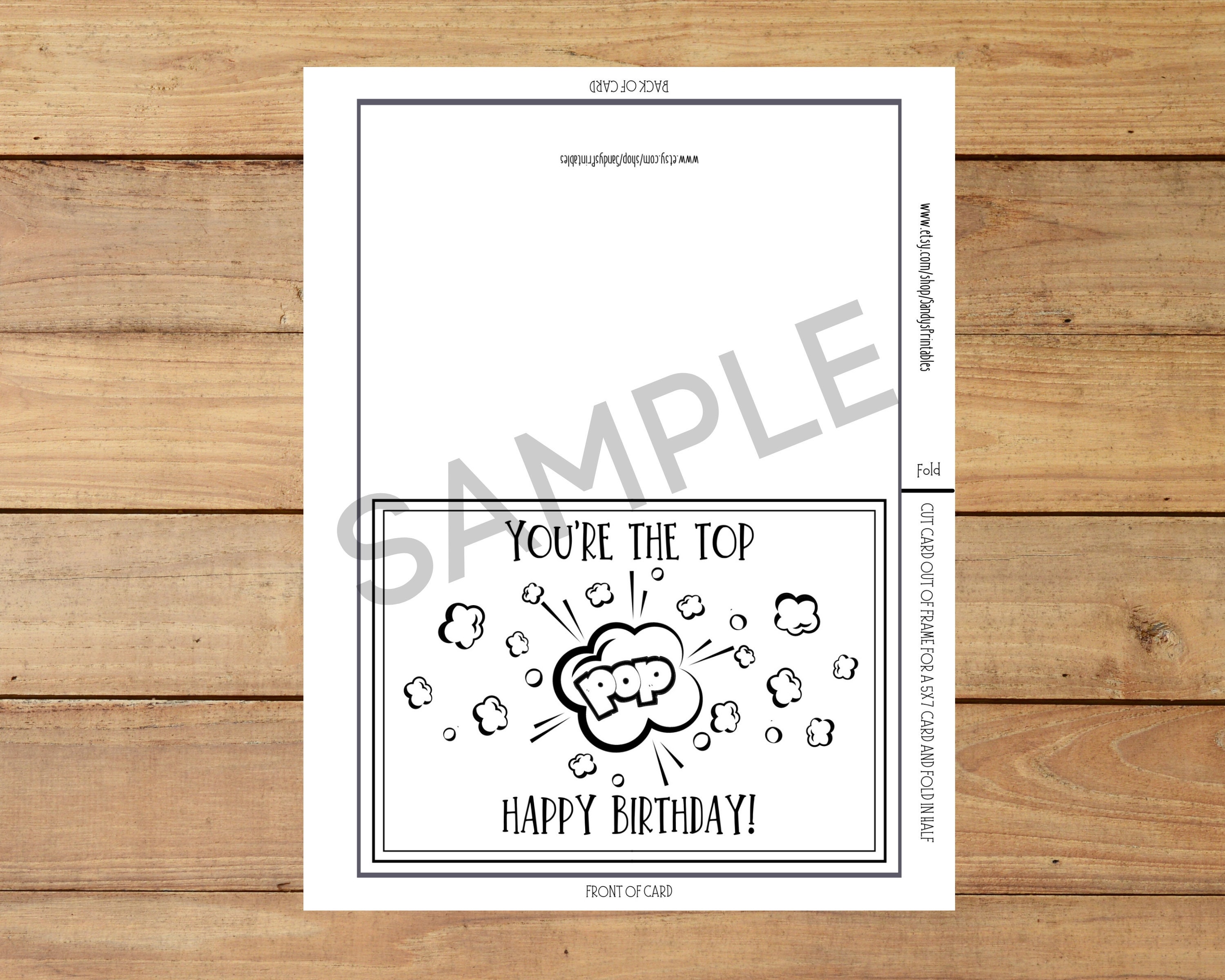 Pop Birthday Card, Happy Birthday Pop, Greeting Card for Pop, Printable ...
