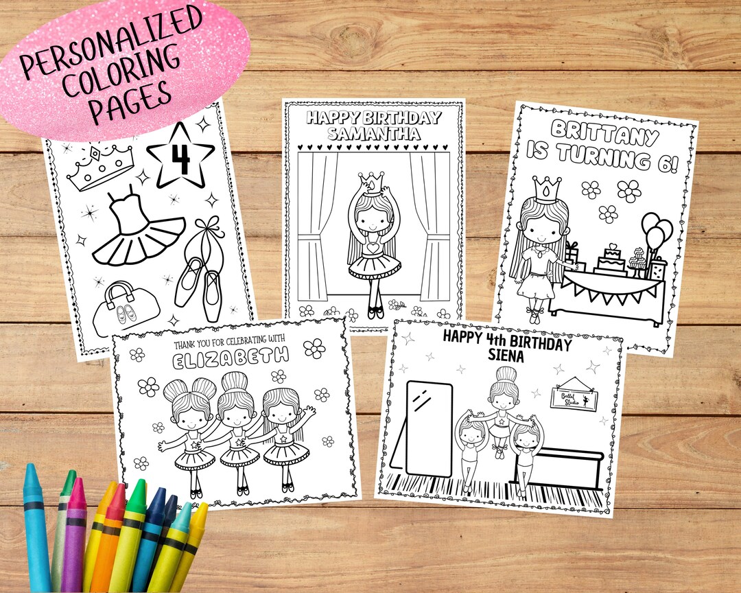 Ballet Coloring Pages, Personalized Ballerina Birthday Party Coloring ...