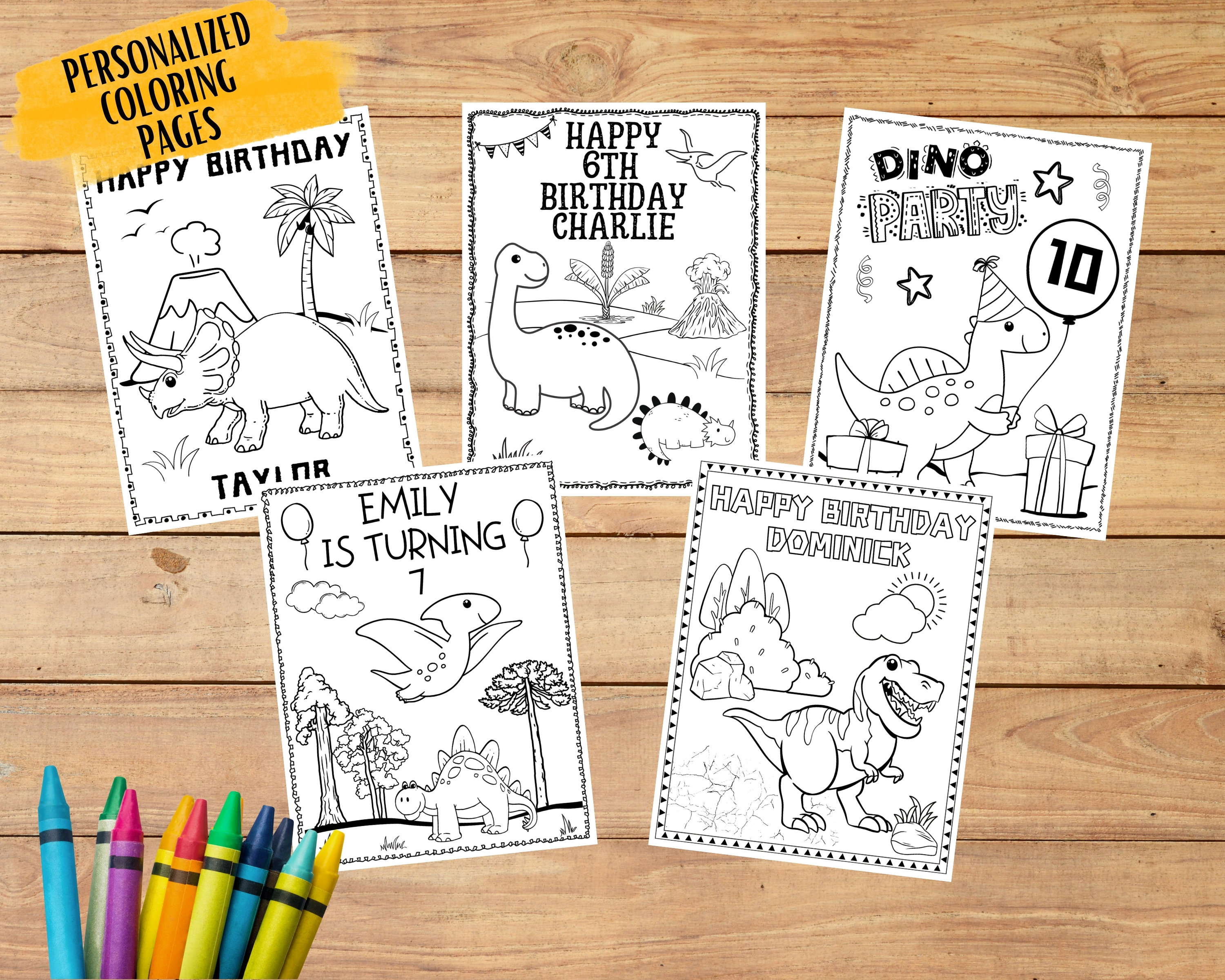 Dinosaur Birthday Party, Dinosaur Coloring Pages Personalized, Dino ...