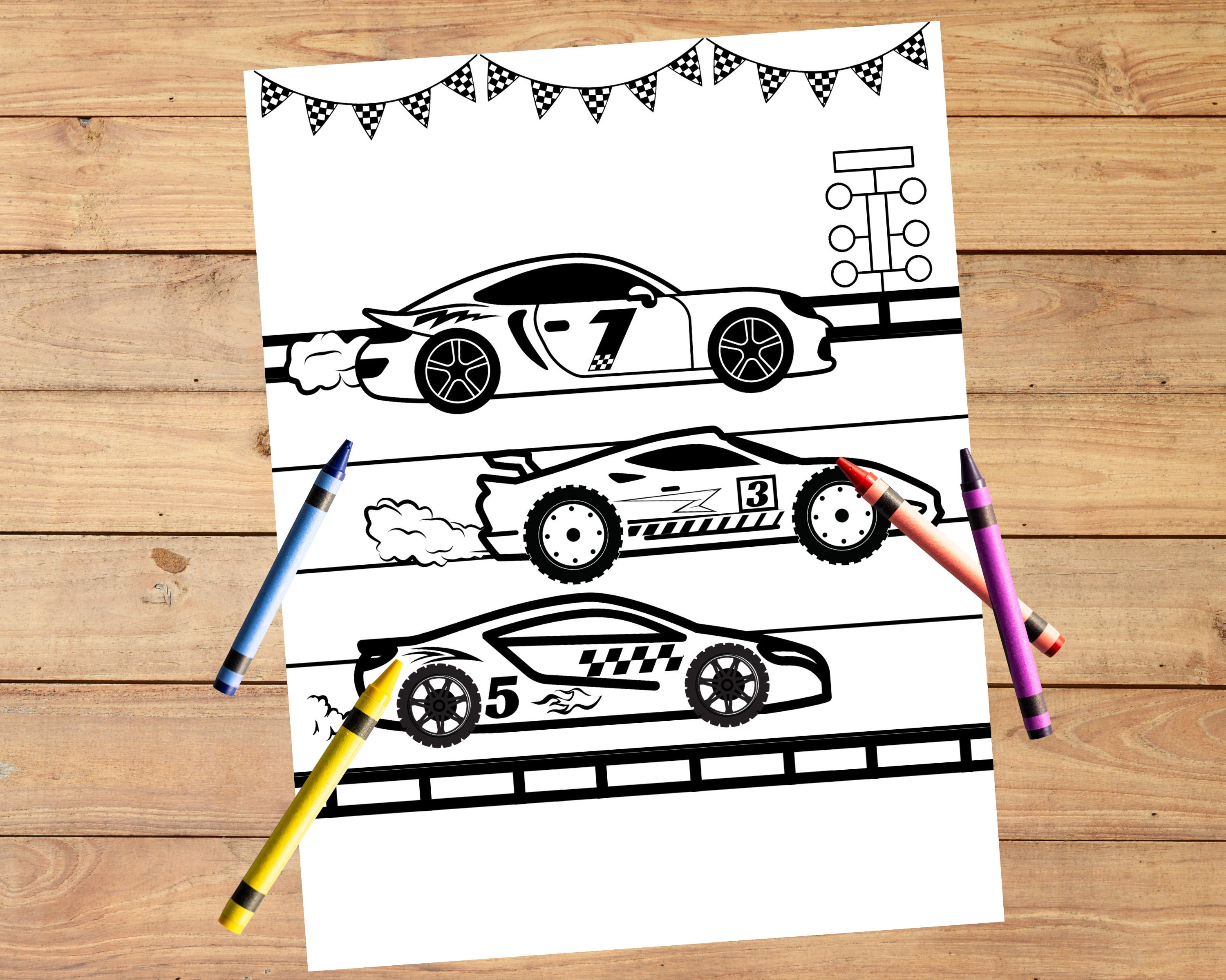 Race Car Birthday Coloring Page, Race Car Party Favor, Racing Theme ...