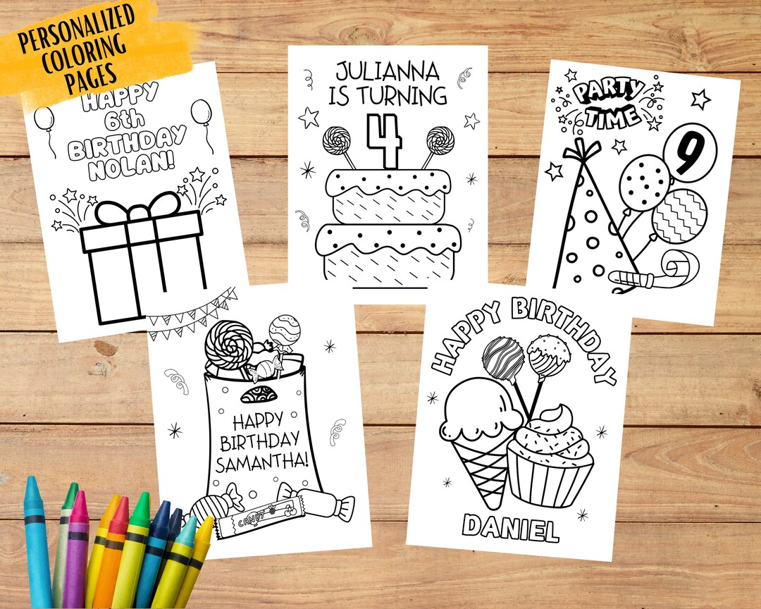 Personalized Birthday Coloring Pages for Kids, Customized Birthday ...
