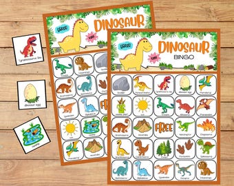 Dinosaur Birthday Party Bingo Game EDITABLE Printable | Prehistoric ...