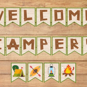 Welcome Campers Banner: Rustic Camping Party Decor Printable - Etsy