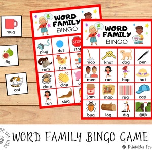 Word Families Bingo Game: Learning Printable - Etsy