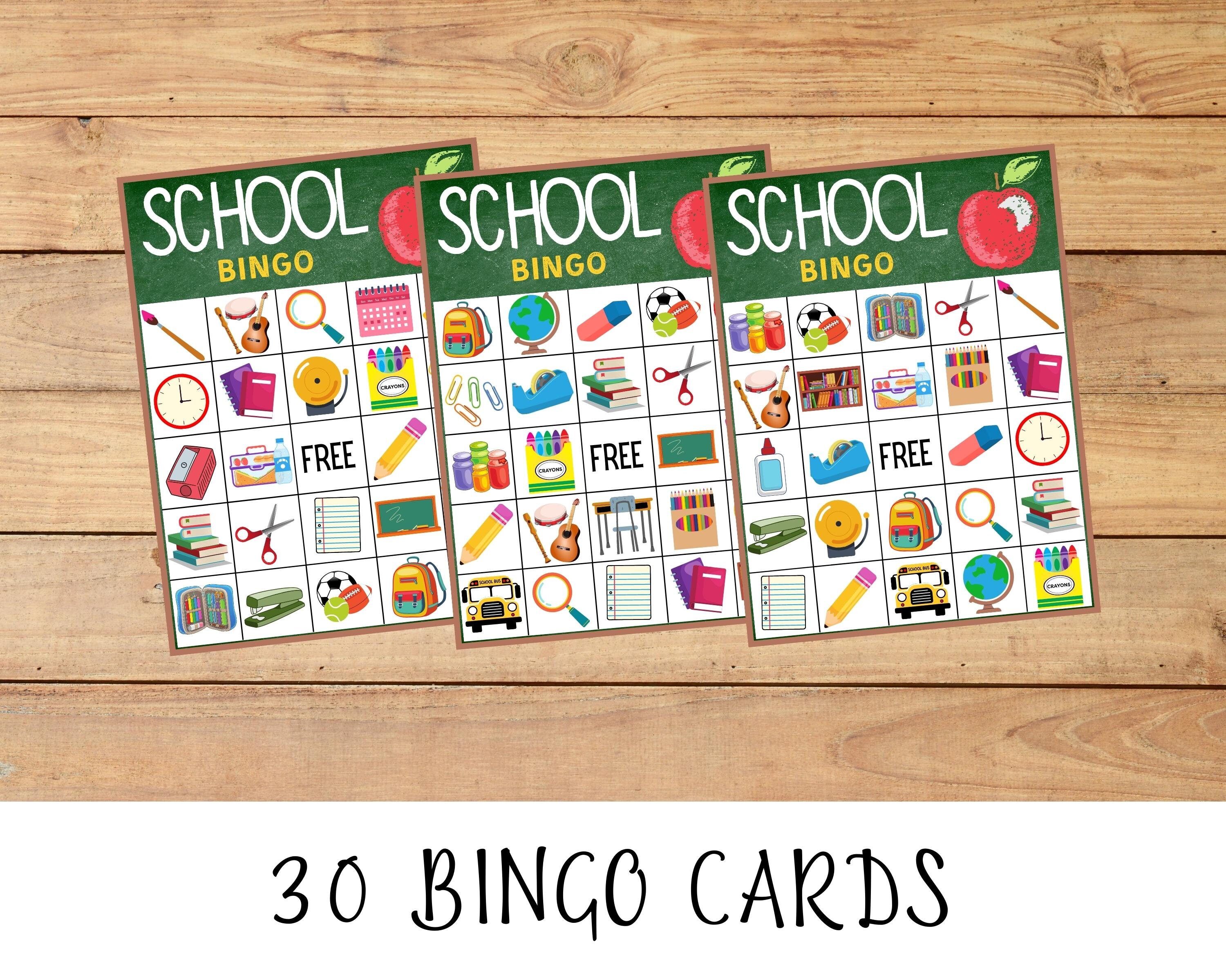 Back to School Bingo, School Themed Bingo Game, Classroom Activity ...