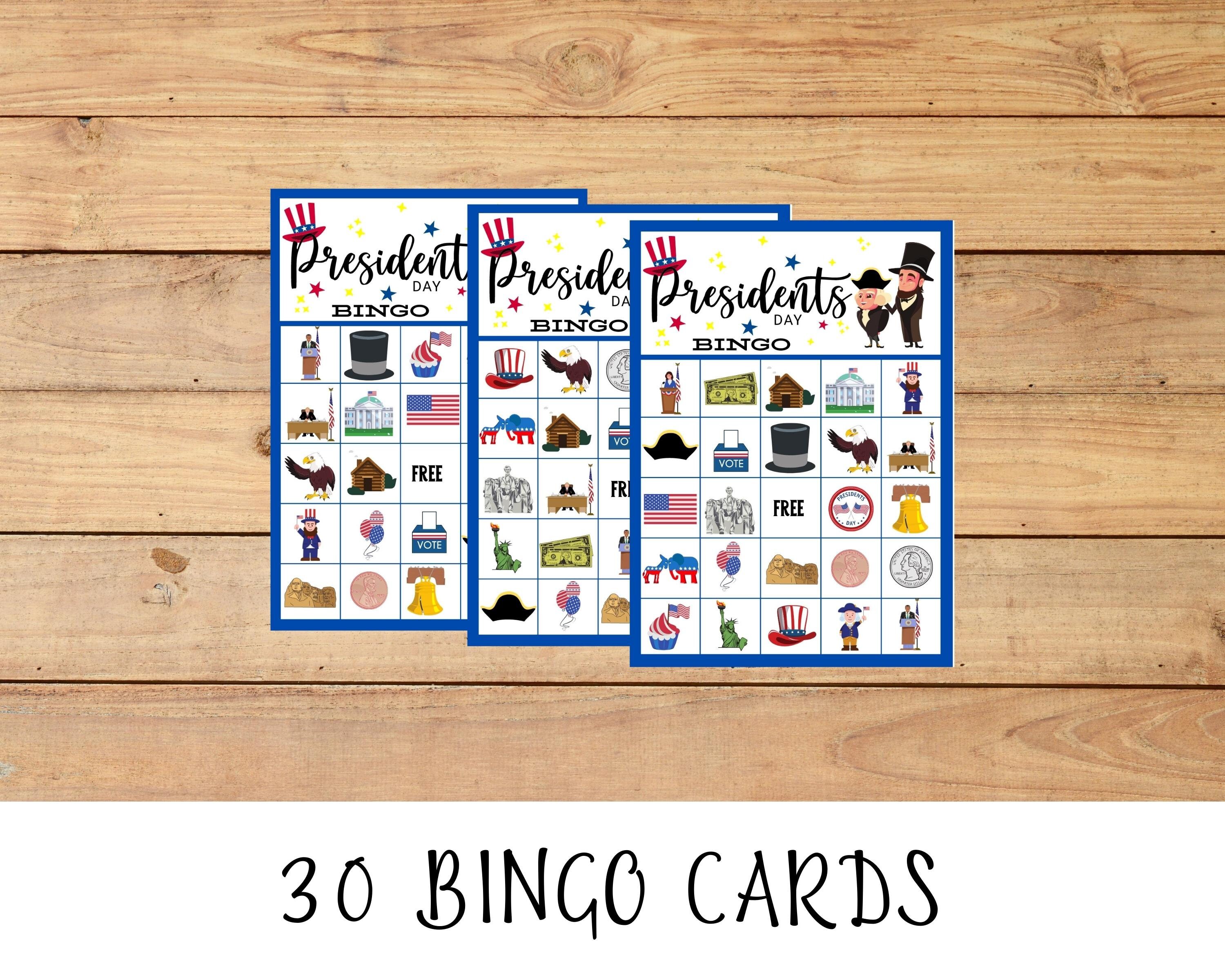President's Day Bingo Game: Kids Activity Printable - Etsy