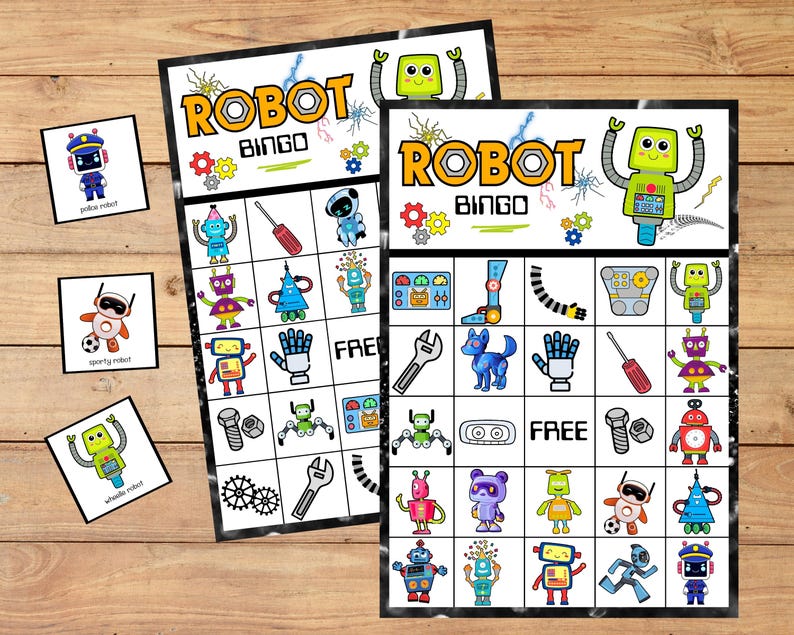 Robot Birthday Bingo Game, Kids Party Activity Printable - Etsy